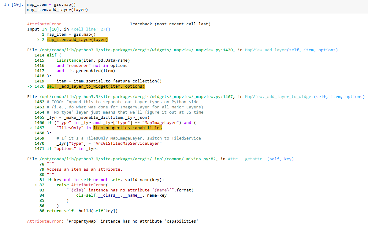 PropertyMap Instance Has No Attribute Capabilit Esri Community
